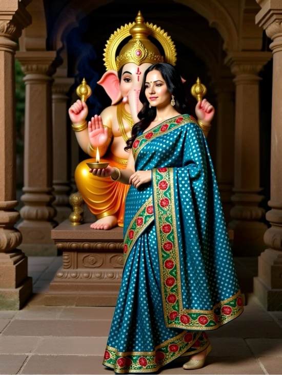 Sarees | Teal Blue Embroidered Floral Saree With Gold Border | Poshmark
